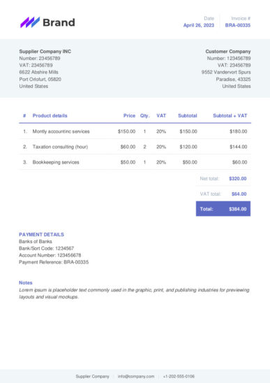 Free HTML invoice design template for your business – Templid blog